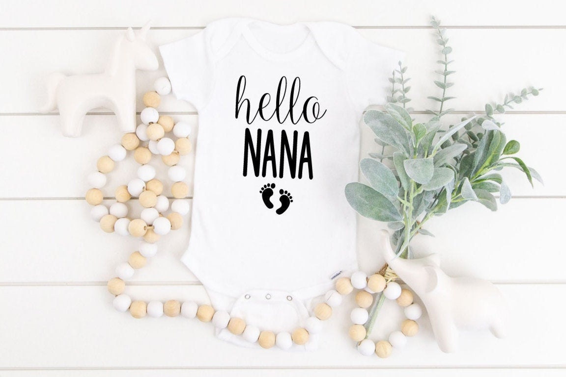 Hello Nana Pregnancy Announcement Bodysuit-baby Announcement Bodysuit ...