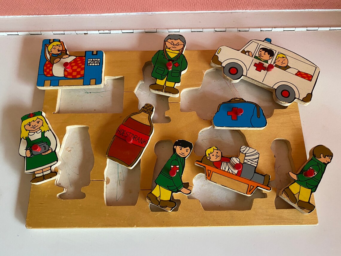 Vintage Wooden Jigsaw Puzzle; Hospital - Etsy