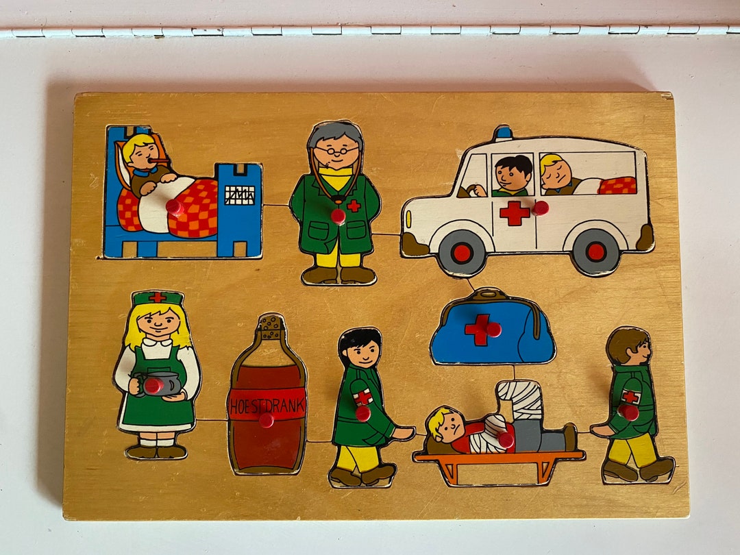 Vintage Wooden Jigsaw Puzzle; Hospital - Etsy