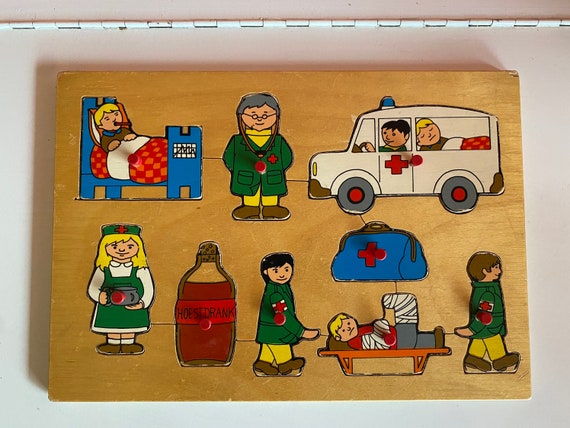Vintage Wooden Jigsaw Puzzle Hospital - Etsy
