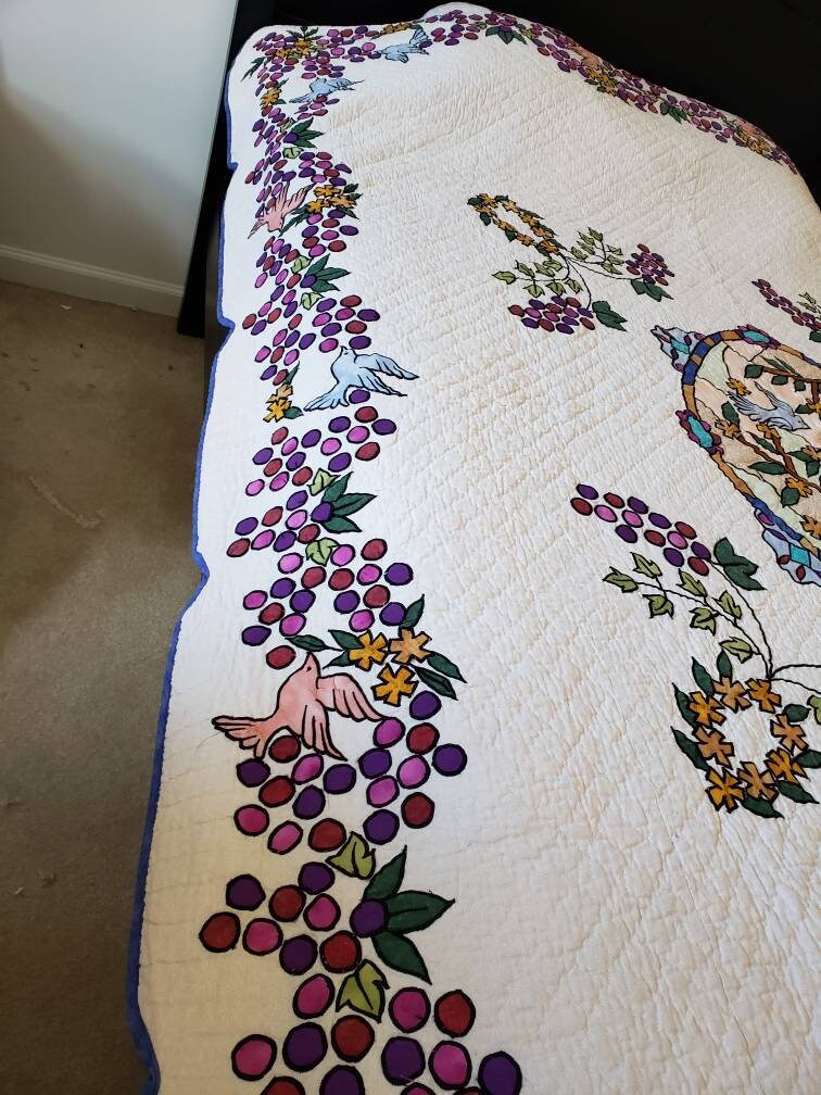 Beautiful Applique Quilt With Birds and Berries - Etsy