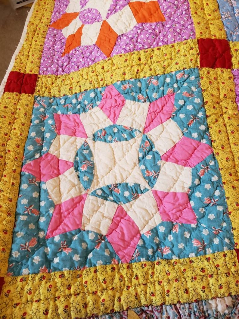 Fabulous Vintage 1930's Feedsack Friendship Ring Quilt - Etsy