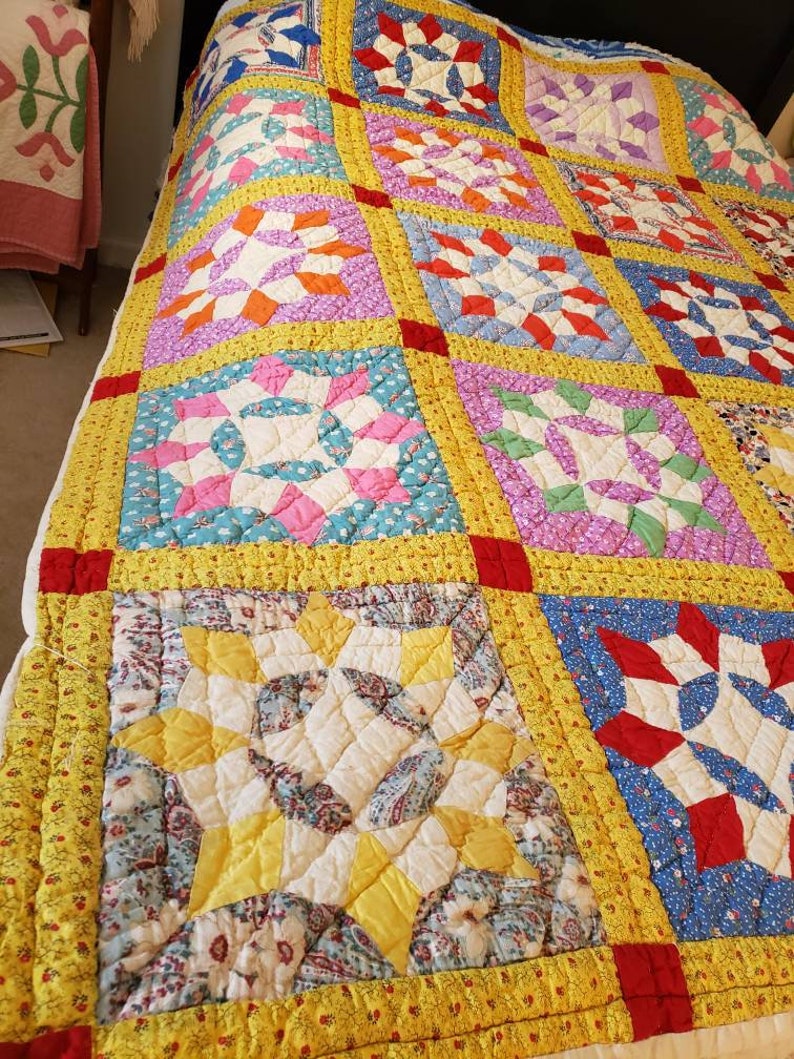 Fabulous Vintage 1930's Feedsack Friendship Ring Quilt - Etsy