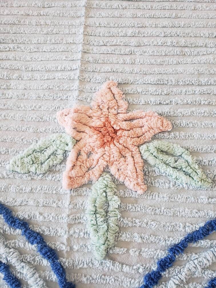 Blue Vintage Chenille Bedspread - Etsy