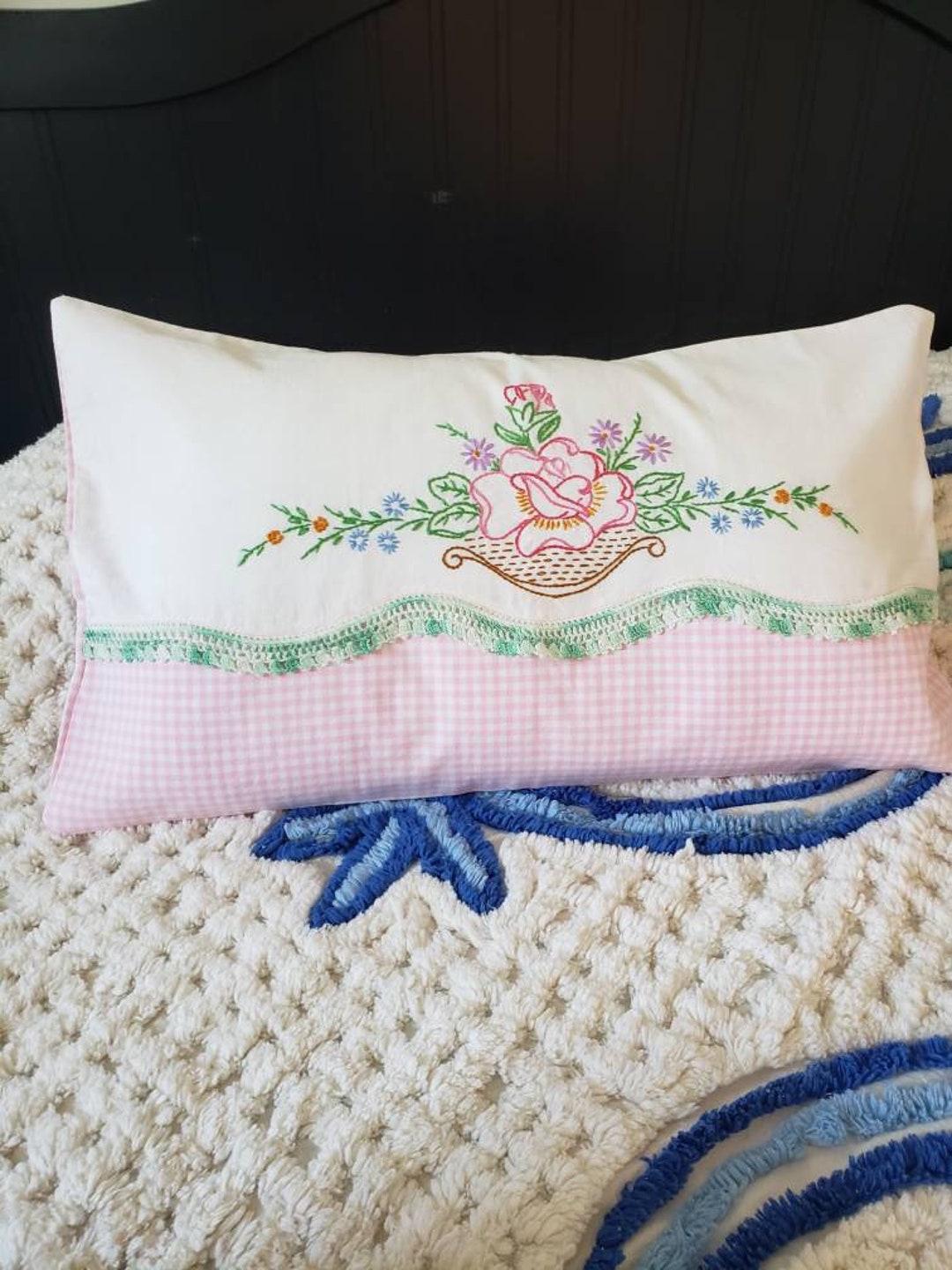 Vintage Embroidered Pillow Cover - Etsy