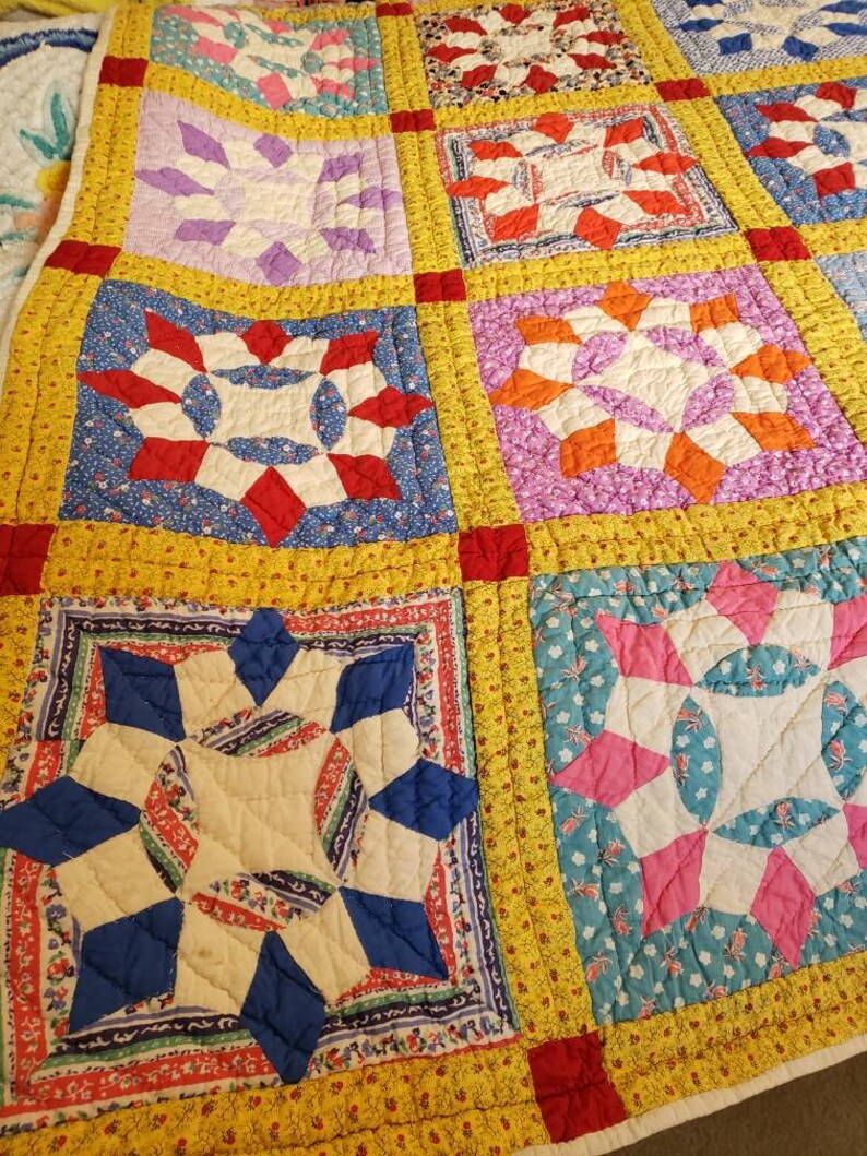 Fabulous Vintage 1930's Feedsack Friendship Ring Quilt - Etsy