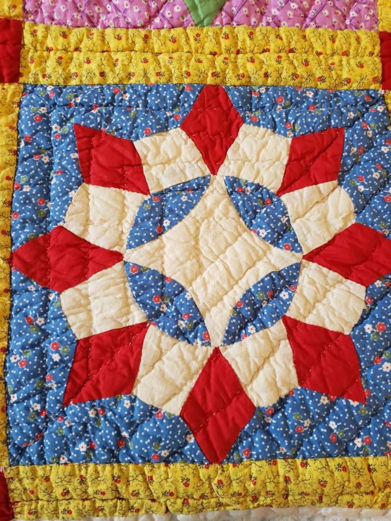 Fabulous Vintage 1930's Feedsack Friendship Ring Quilt - Etsy