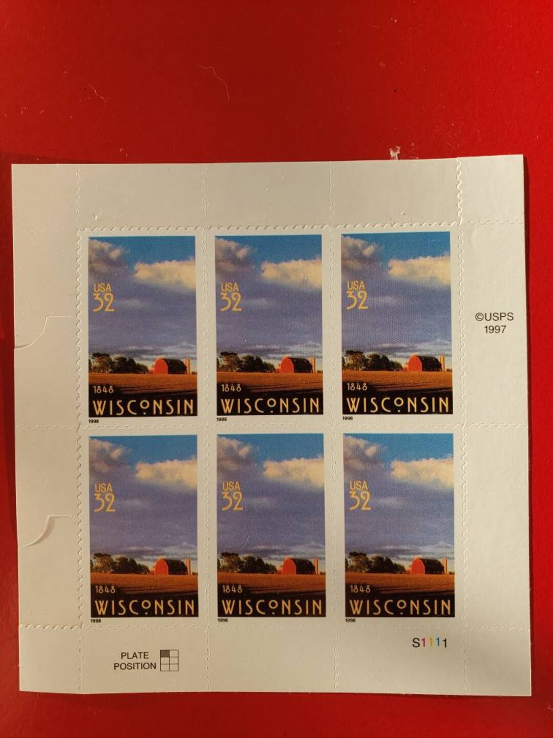 A Block of Six 32 Cent Postage Stamps of Wisconsin - Etsy
