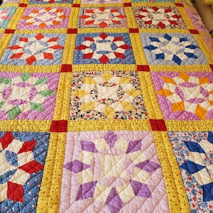Fabulous Vintage 1930's Feedsack Friendship Ring Quilt - Etsy