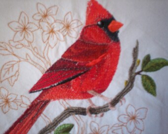 Embroidered cardinal | Etsy
