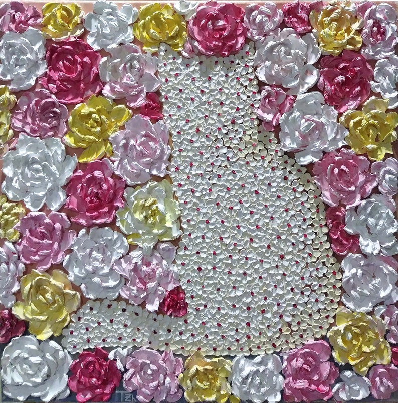 Cat Silhouette and Roses Painting Shabby Chic Picture - Etsy