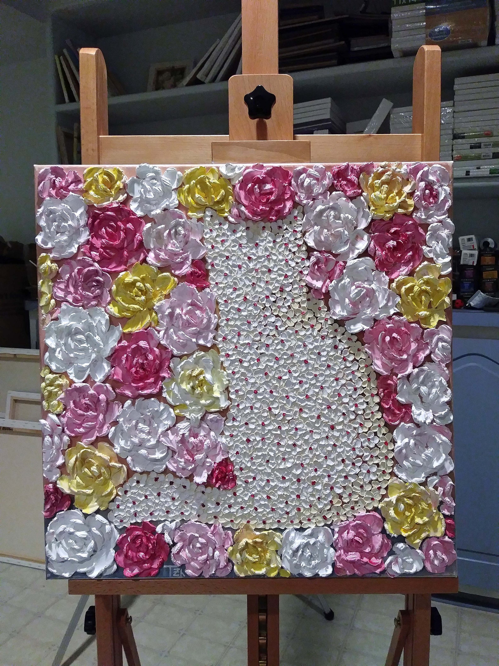 Cat Silhouette and Roses Painting Shabby Chic Picture - Etsy