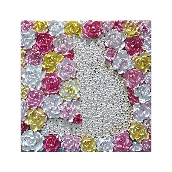 Cat Silhouette and Roses Painting Shabby Chic Picture | Etsy