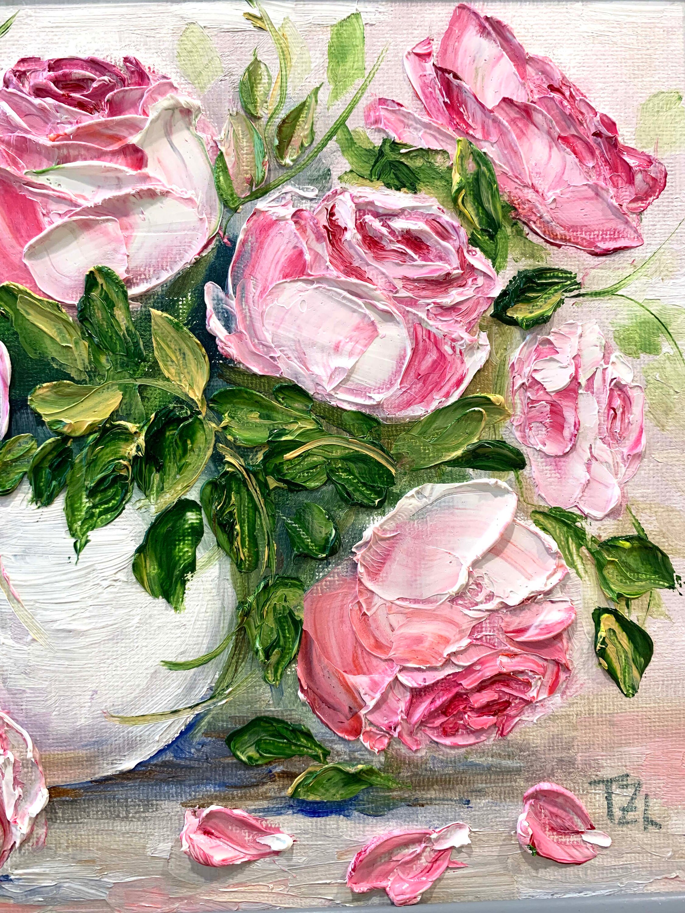 Pink Roses Original Oil Painting Oil Impasto Painting Modern - Etsy