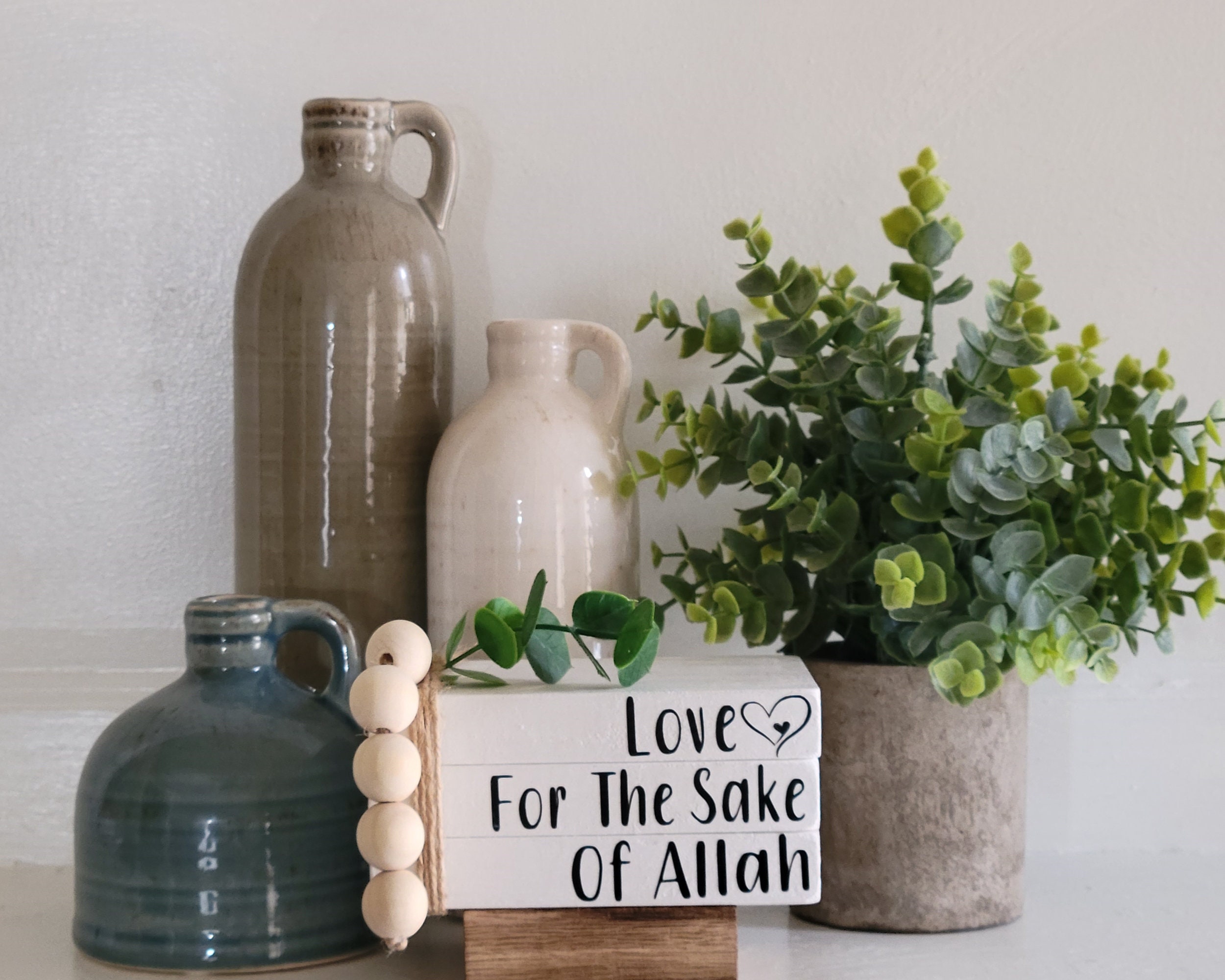 Love for the Sake of Allah Islamic Mini Wooden Farmhouse Book Stack ...