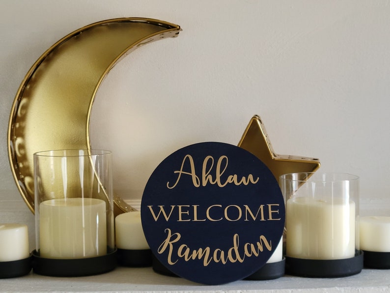 Ahlan Welcome Ramadan Eid Mubarak Reversible Round Mini Wood - Etsy