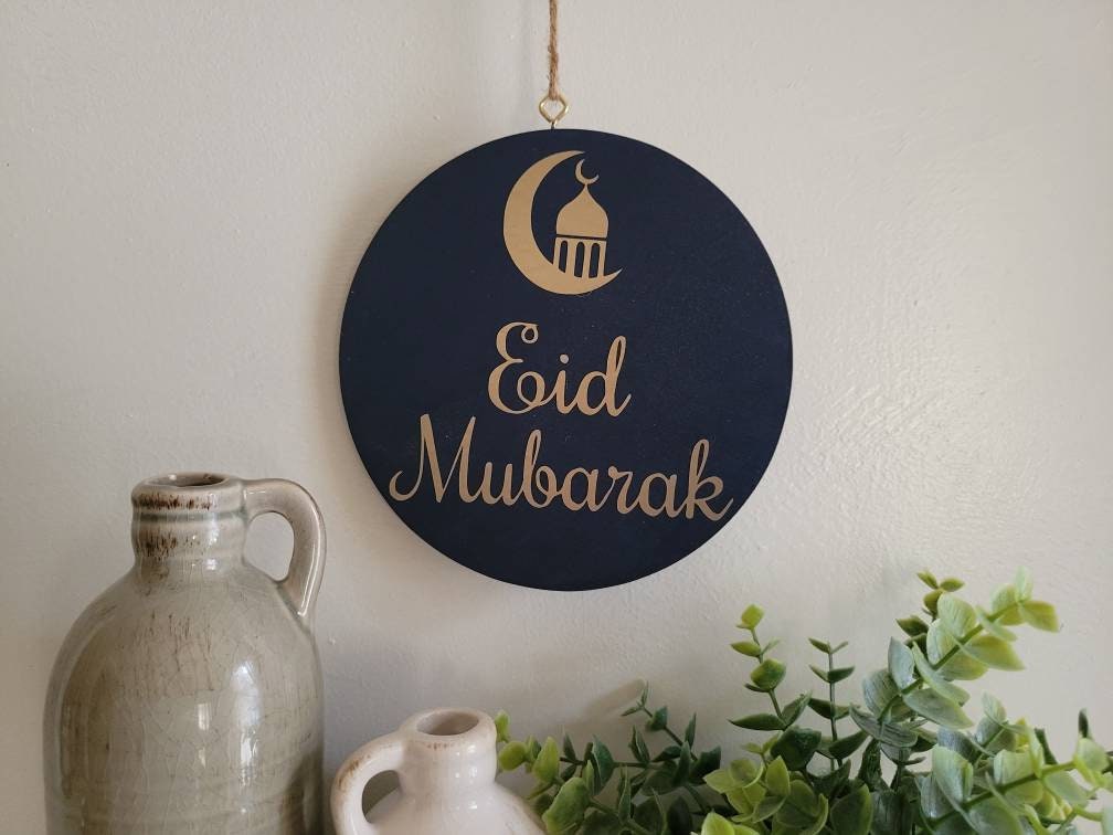 Ahlan Welcome Ramadan Eid Mubarak Reversible Round Mini Wood Sign ...