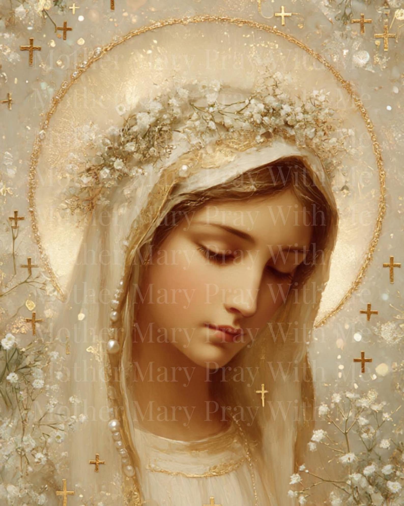 Mother Mary PNG Art Print, Holy Mary Png Elegant Vintage Christian PNG ...