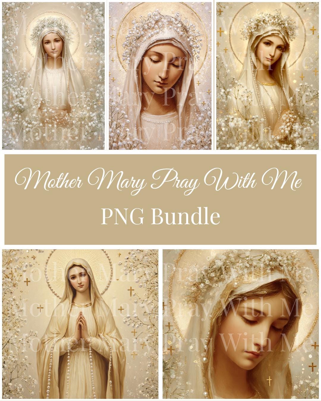 Mother Mary Bundle of PNG Art Print, Holy Mary Png Elegant Vintage ...
