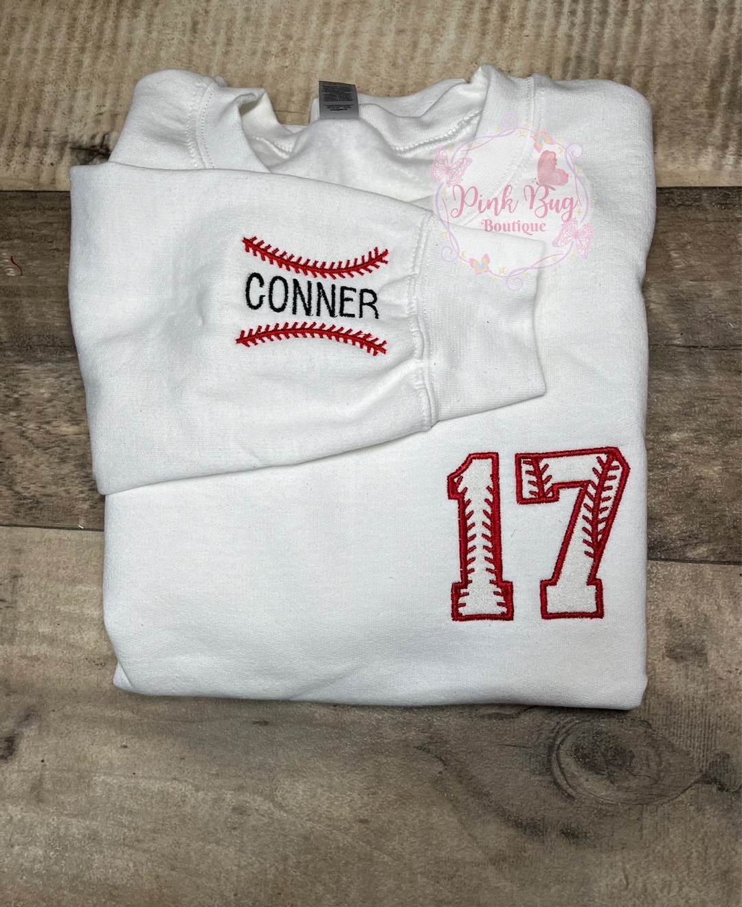 BASEBALL Embroidered Sweatshirt Childs Name on Sleeve Personalized ...
