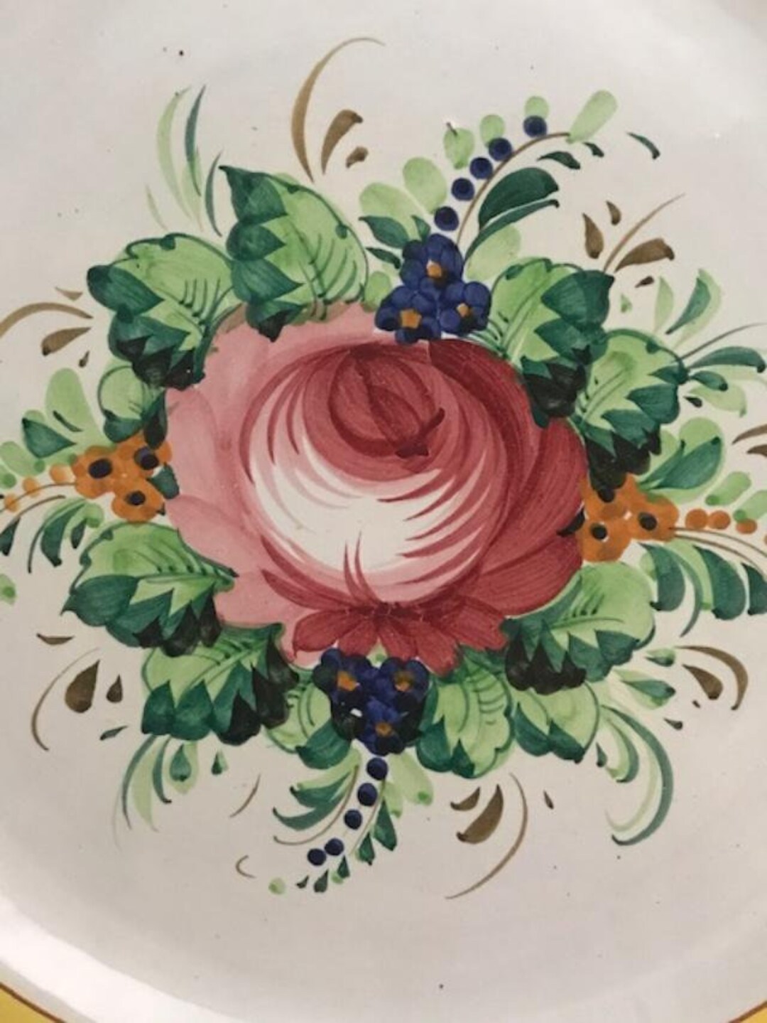 Large Vintage Hand Painted Serving Platter - Etsy