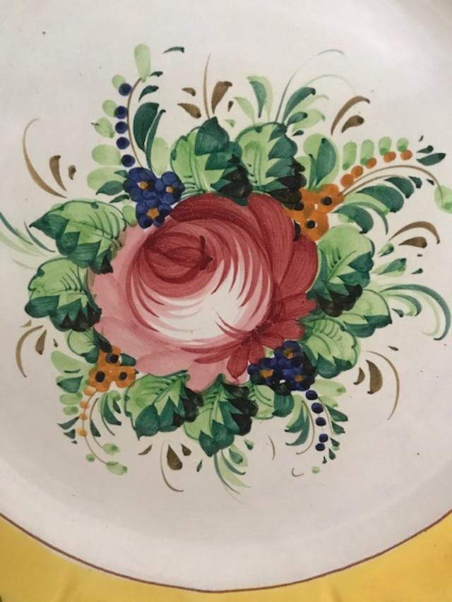 Large Vintage Hand Painted Serving Platter - Etsy