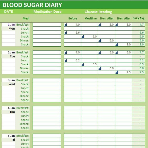 Diabetes Tracking Spreadsheet - Etsy