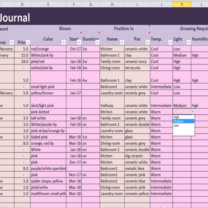 Orchid Journal - Excel and PDF Template, House Plants Log Spreadsheet ...