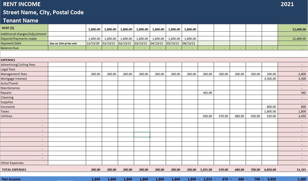 Multiple Properties Rent Income Excel Template, Expense Tracker, Tax ...