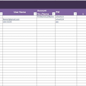 Password Log Excel and PDF Template, Password Tracker Spreadsheet ...