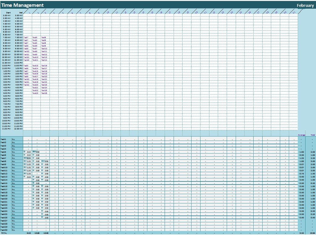 25/30 Tasks&time Tracker Excel Template, Activity Diary Spreadsheet ...