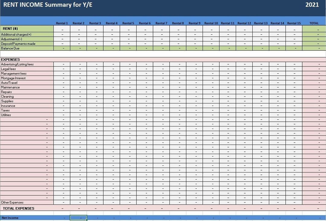 Tax Return Template Excel