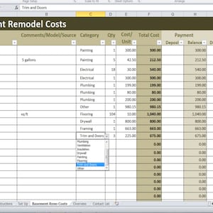 Basement Remodel Costs Calculator Excel Template, Renovation Cost Vs ...