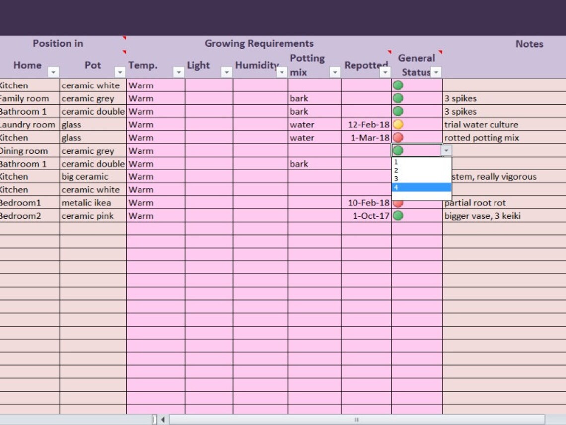 Orchid Journal - Excel and PDF Template, House Plants Log Spreadsheet ...