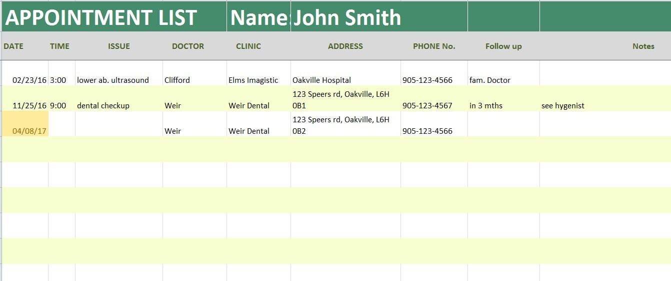 Medical History Tracker Excel Template/symptoms Diary/medical Benefits ...