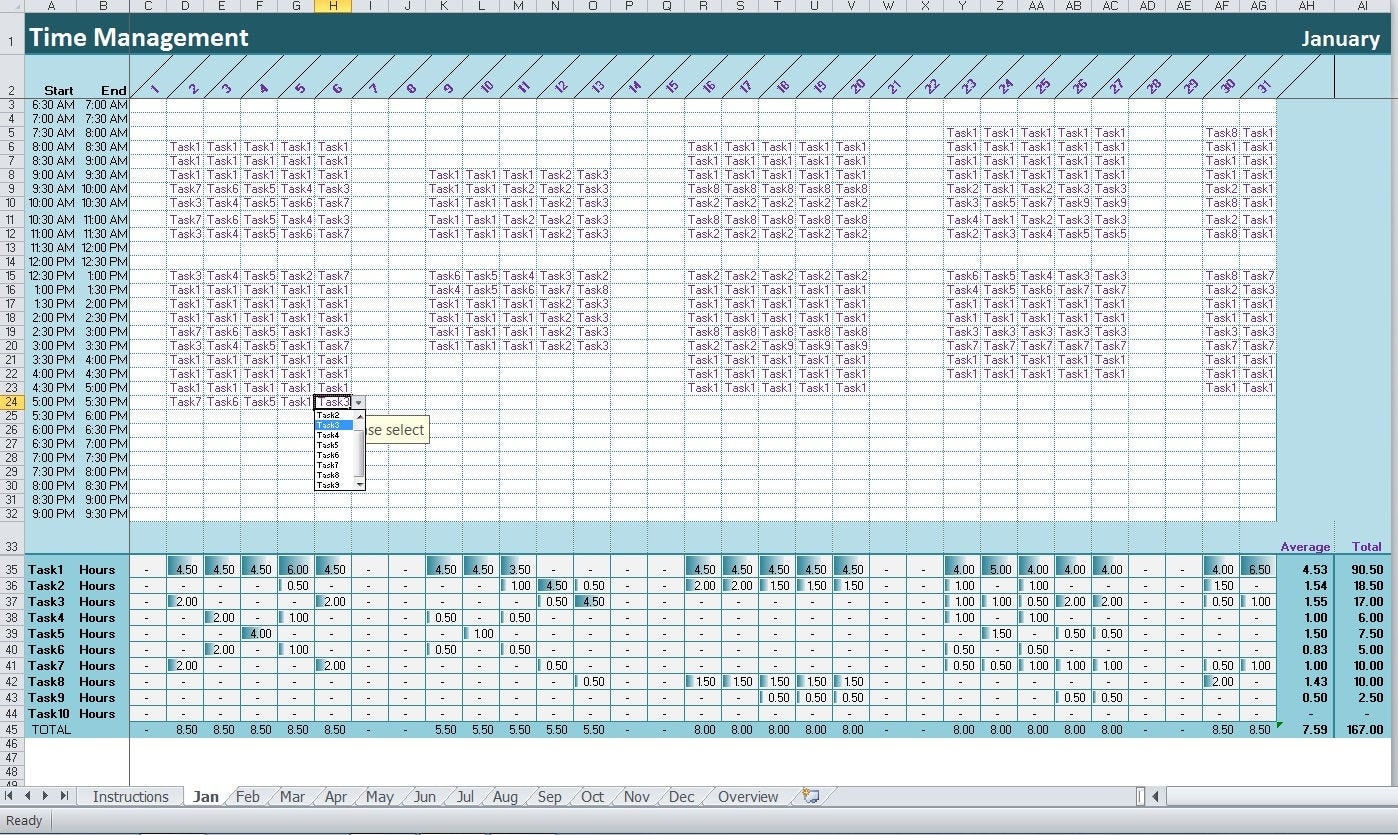 Time Management Excel Templates