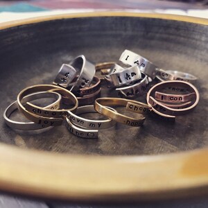 Hand Stamped Wrap Rings / Word Ring / Brass Copper Aluminum Sterling ...