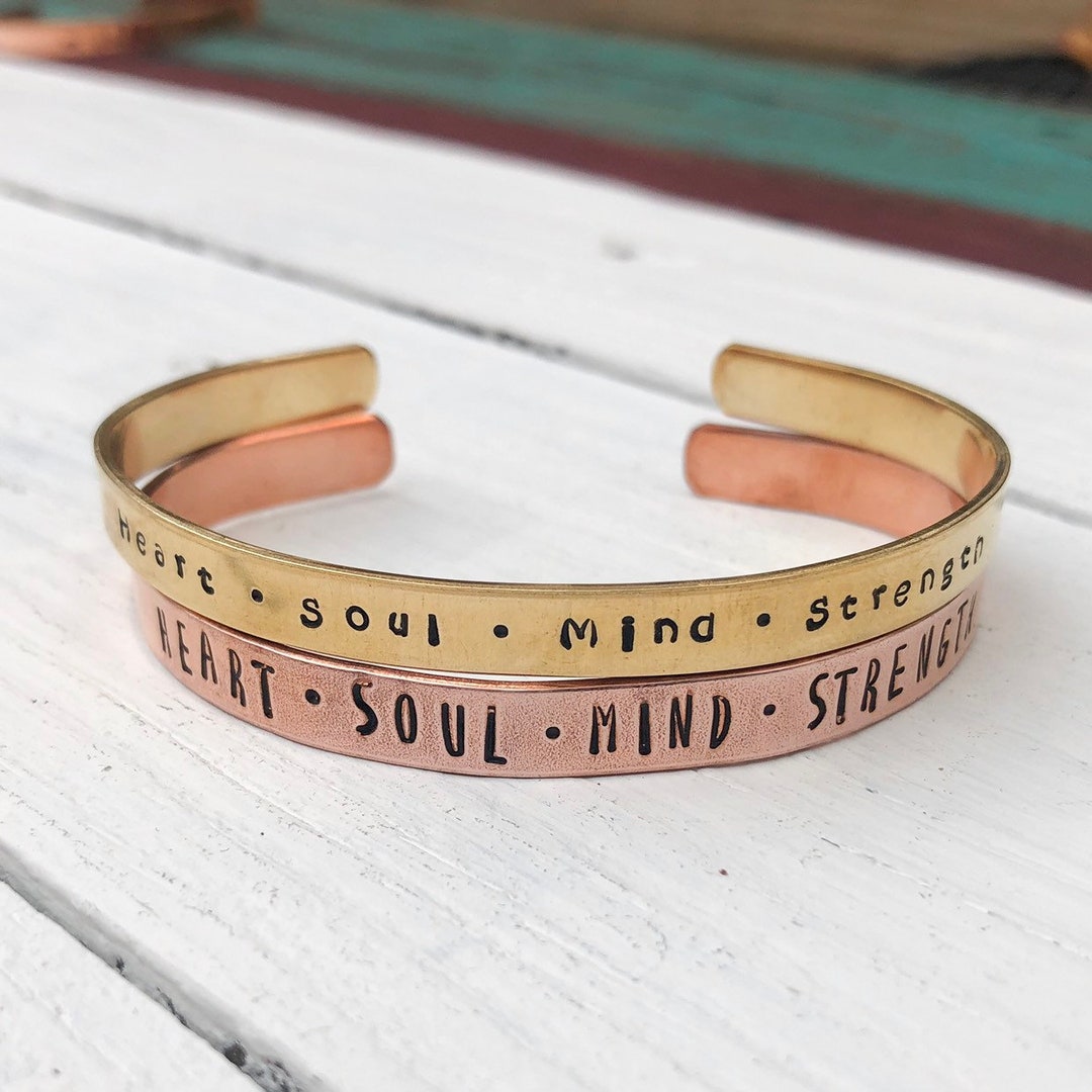 Heart Soul Mind Strength / Cuff / Mantra - Etsy