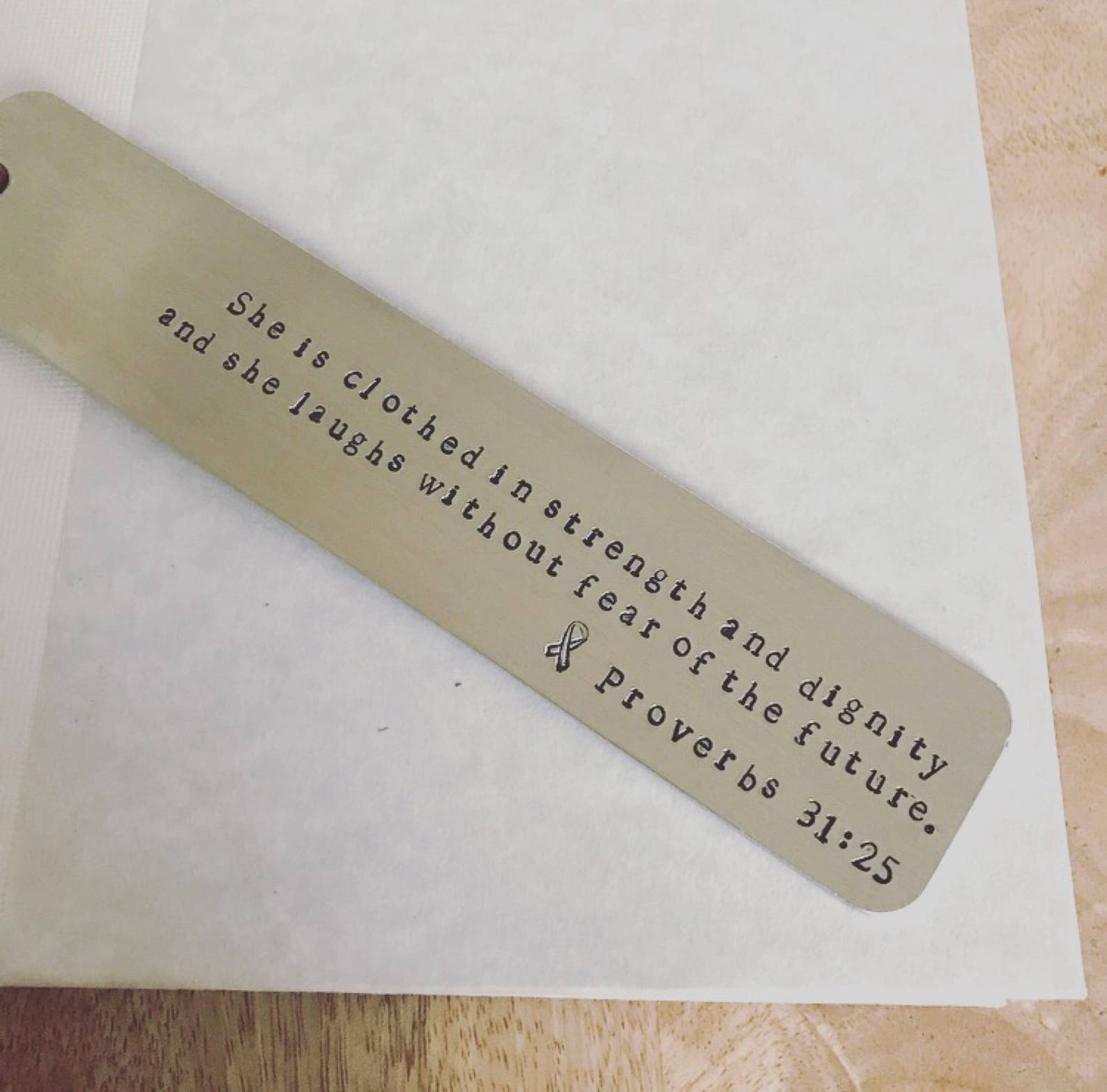 Cancer Support / Hand-stamped Aluminum Bookmark / Personalized Bookmark ...