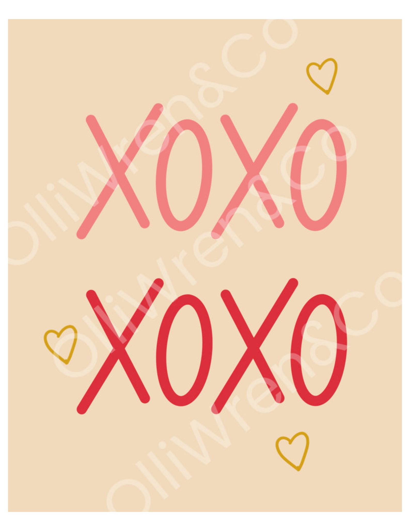 XOXO Valentine Printable, Hugs and Kisses Digital Download, XOXO ...