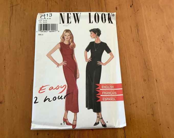New Look Pattern 6413, Ladies Long Dress, Sleek Size 8-18, Instructions ...