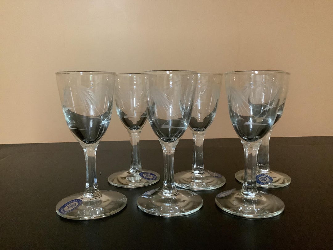 Sasaki Owens Liqueur Stemware, 6 Glasses, Wheat Design, Original Box ...