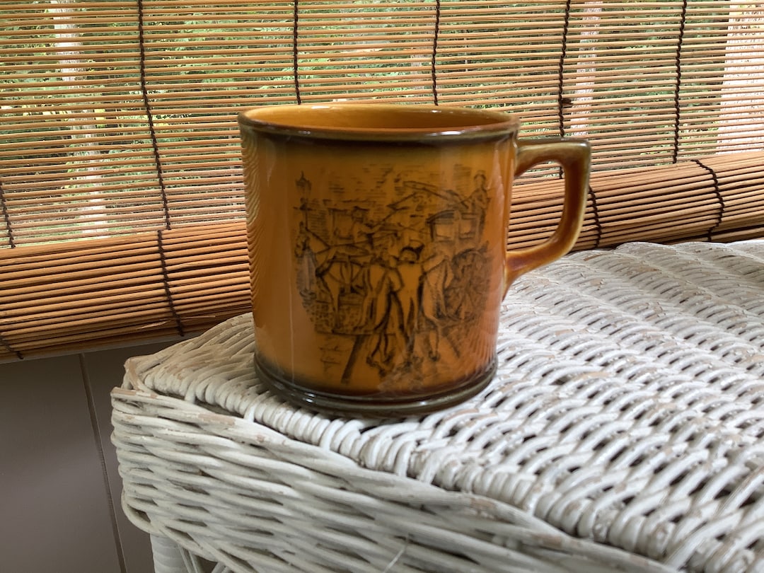 Crown Devon Mug, Amber, Stage Coach Scene, Mid Century Cup, Brown Copper Color, England Ceramic ...