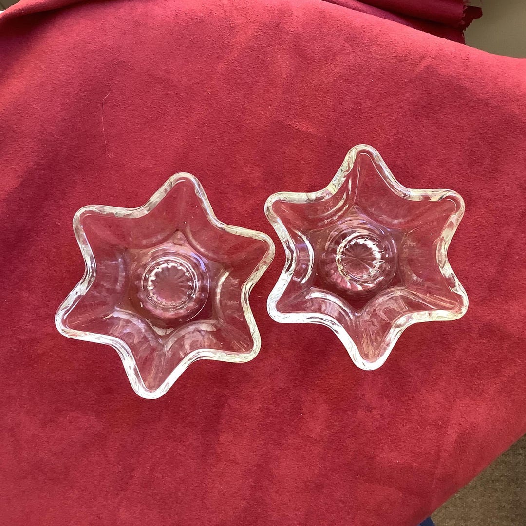 Glass Candle Holders, Star Shaped, Clear Glass 4 Inch Sold in Pairs - Etsy