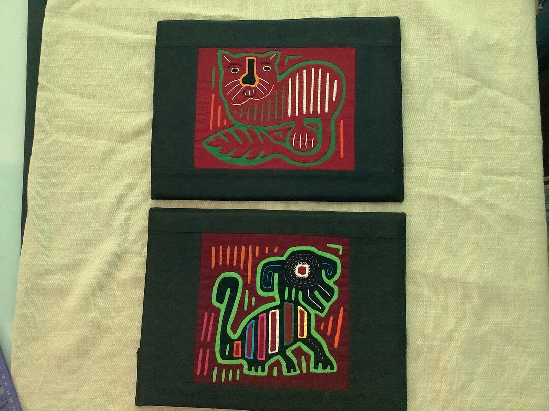 Mola Crafted Fabric Art, Mounted on a Board 9x12 Outside Measurement ...