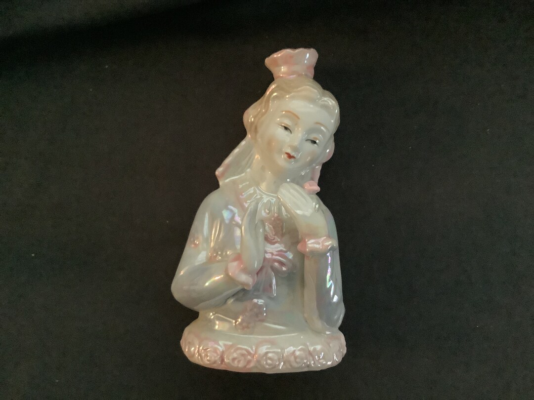 Luster Ware Madonna, Lady With Flower, Japan, 6 1/2 Inch Tall, Mary ...