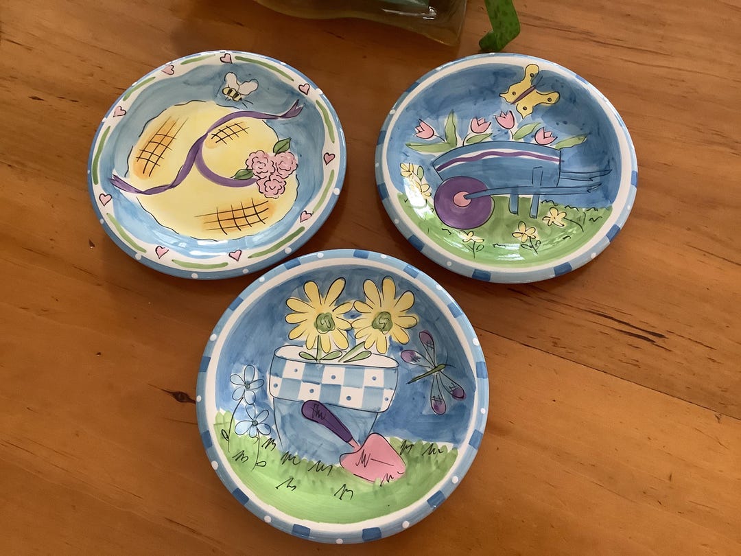 Hausenware , Mary Jane Mitchell 8 Inch Luncheon, Salad Plate, Set of 3 ...