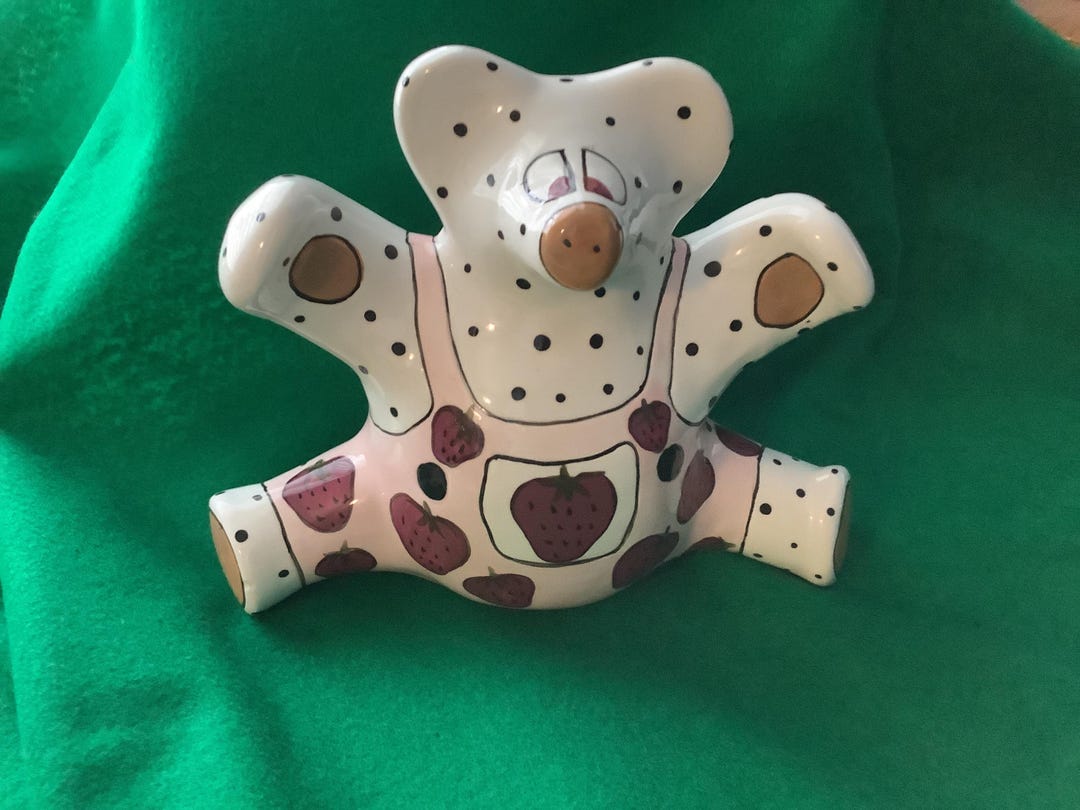 Ganz Ceramic Bear Bank: Strawberry Overalls Design - Etsy