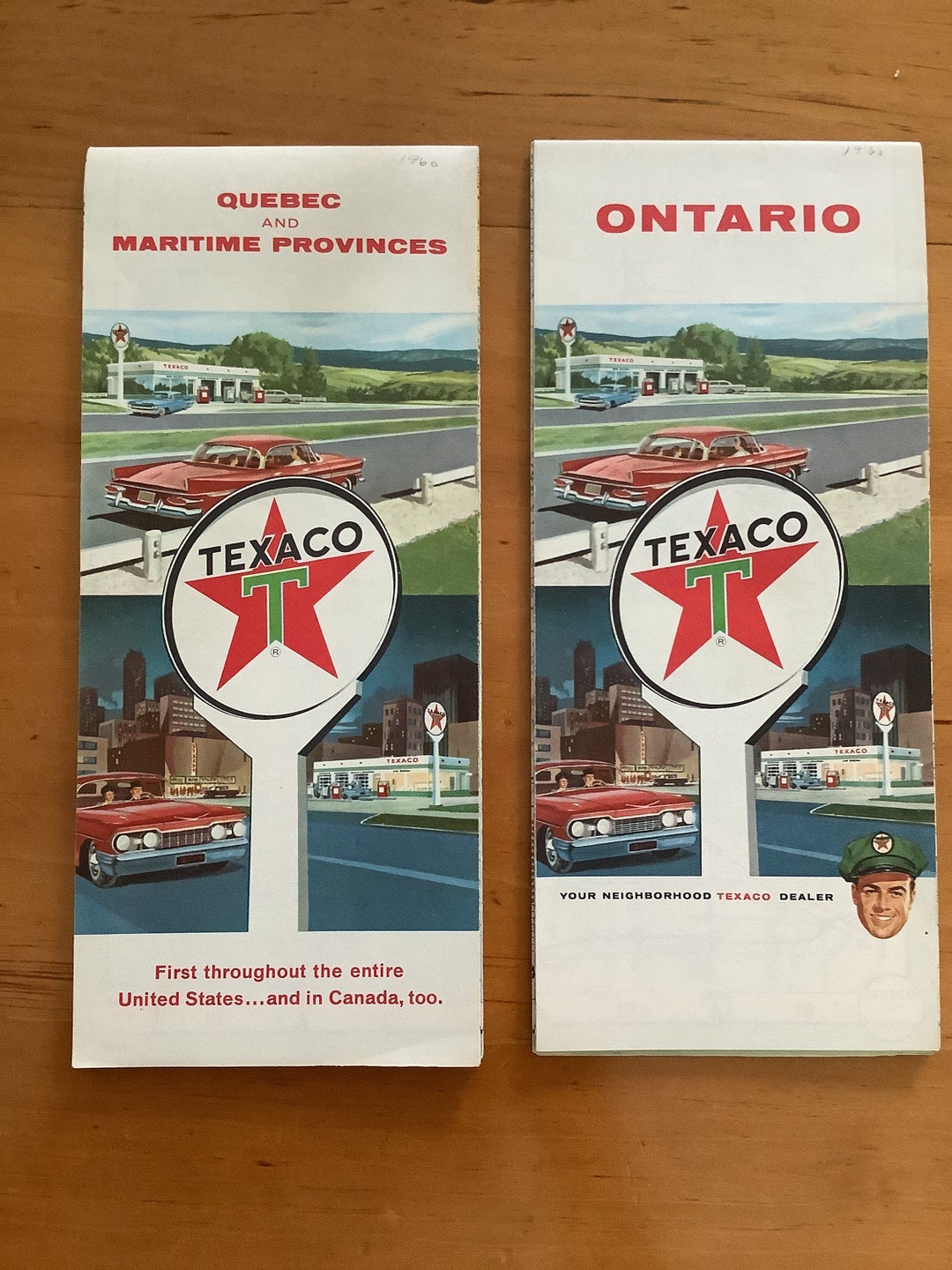 Texaco Road Maps, Ontario and Quebec and Maritime Provinces, 2 Maps ...