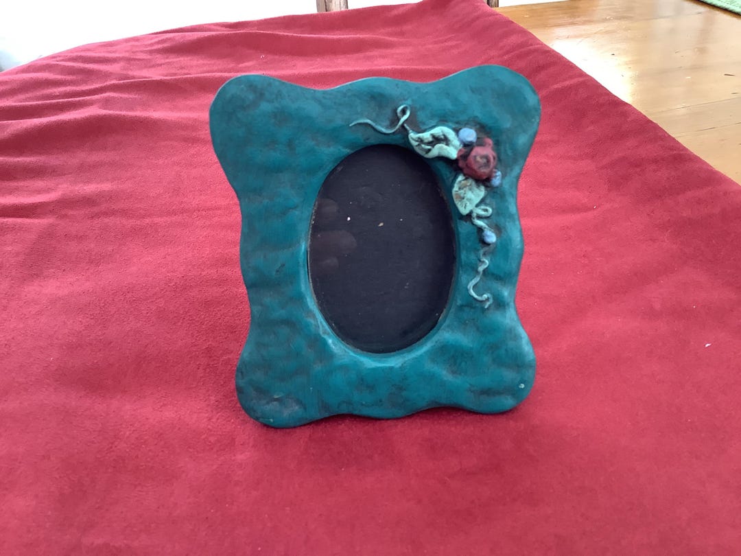 Small Composite Picture Frame: Dark Blue Green With Rose (3x4 Inch) - Etsy